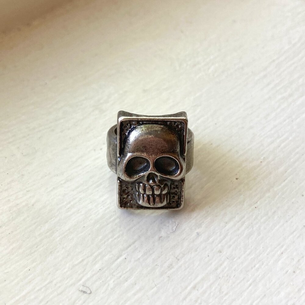 Vintage Phantom Skull Silvertone Ring, Size 5 1/2 - Gem